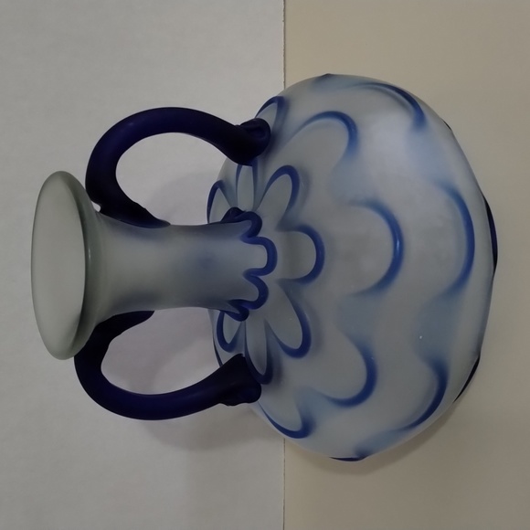 Accents | Vintage Double Handle Cobalt Blue Frosted Satin Hand Blown ...
